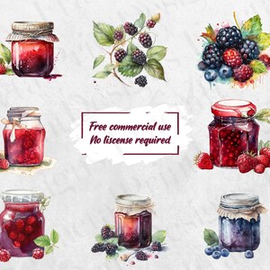 Watercolor Berry Jam Clipart Summer Jam Bundle Strawberry PNG Blueberry ...