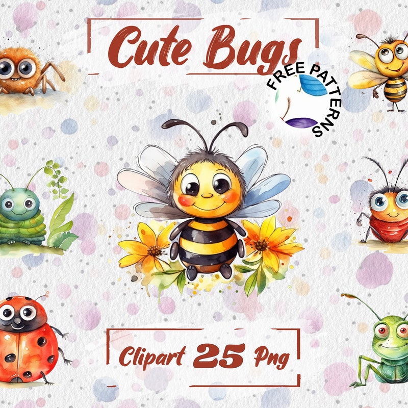 Cute Bugs Clipart - Etsy