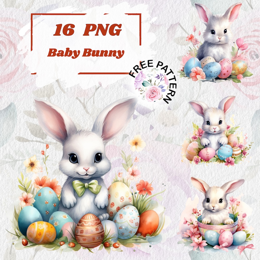 Cute Baby Bunny Clipart, Baby Bunny PNG, Bunny Illustration, Children ...