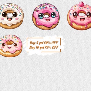 Cute Kawaii Donut Clipart, Cute Donut PNG Digital Download, Donut ...