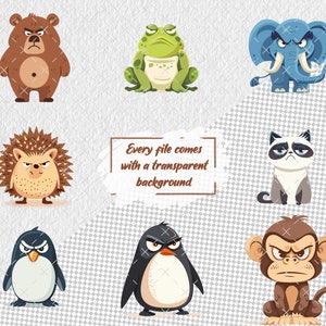 Grumpy Animals Clipart PNG, Transparent Background, Adorable Grumpy ...