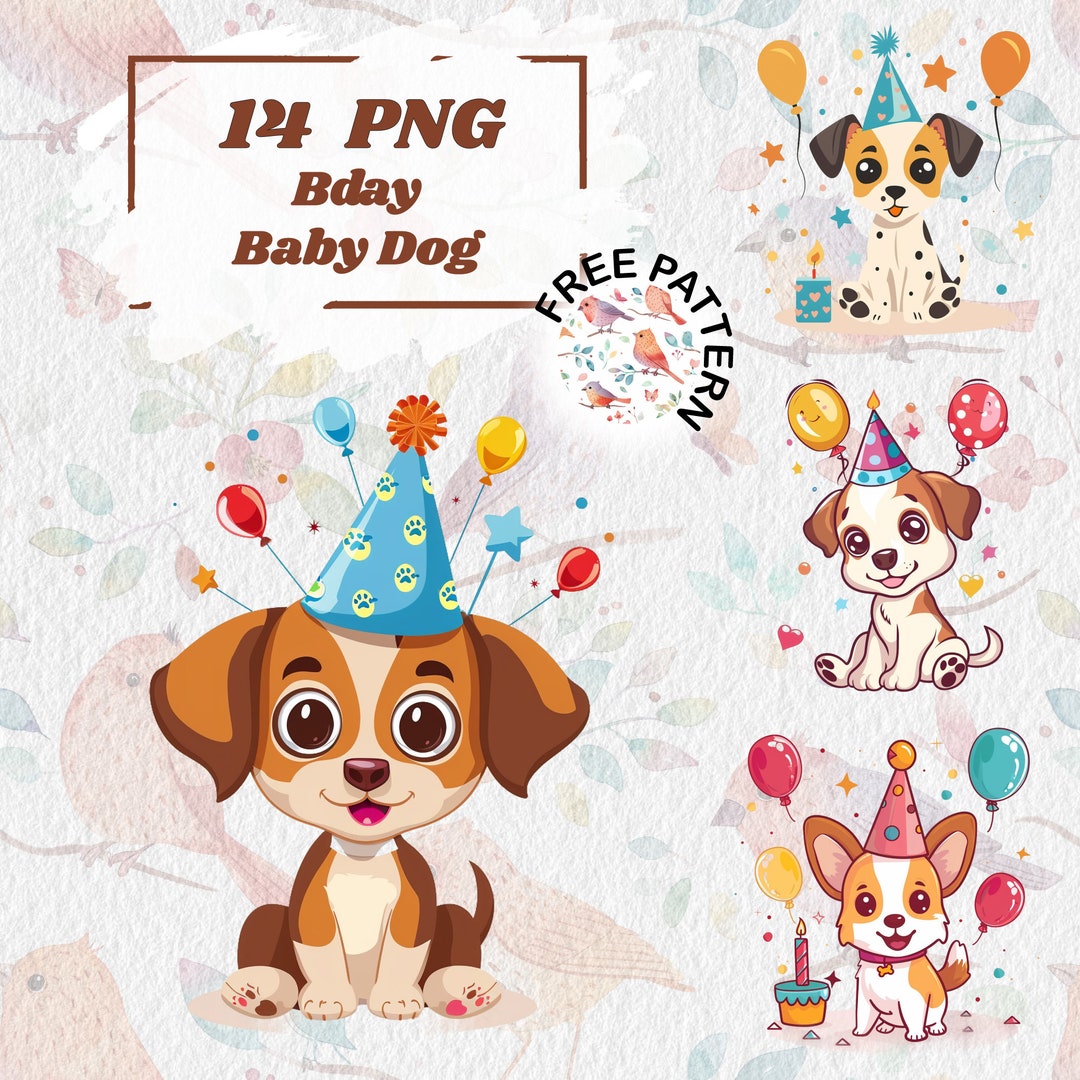 Birthday Baby Dog Clipart PNG, Transparent Background, Adorable Baby ...