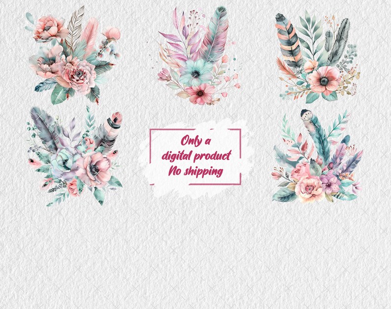 Pastel Boho Clipart - Soft Tone Bohemian Designs, Nursery and Home ...