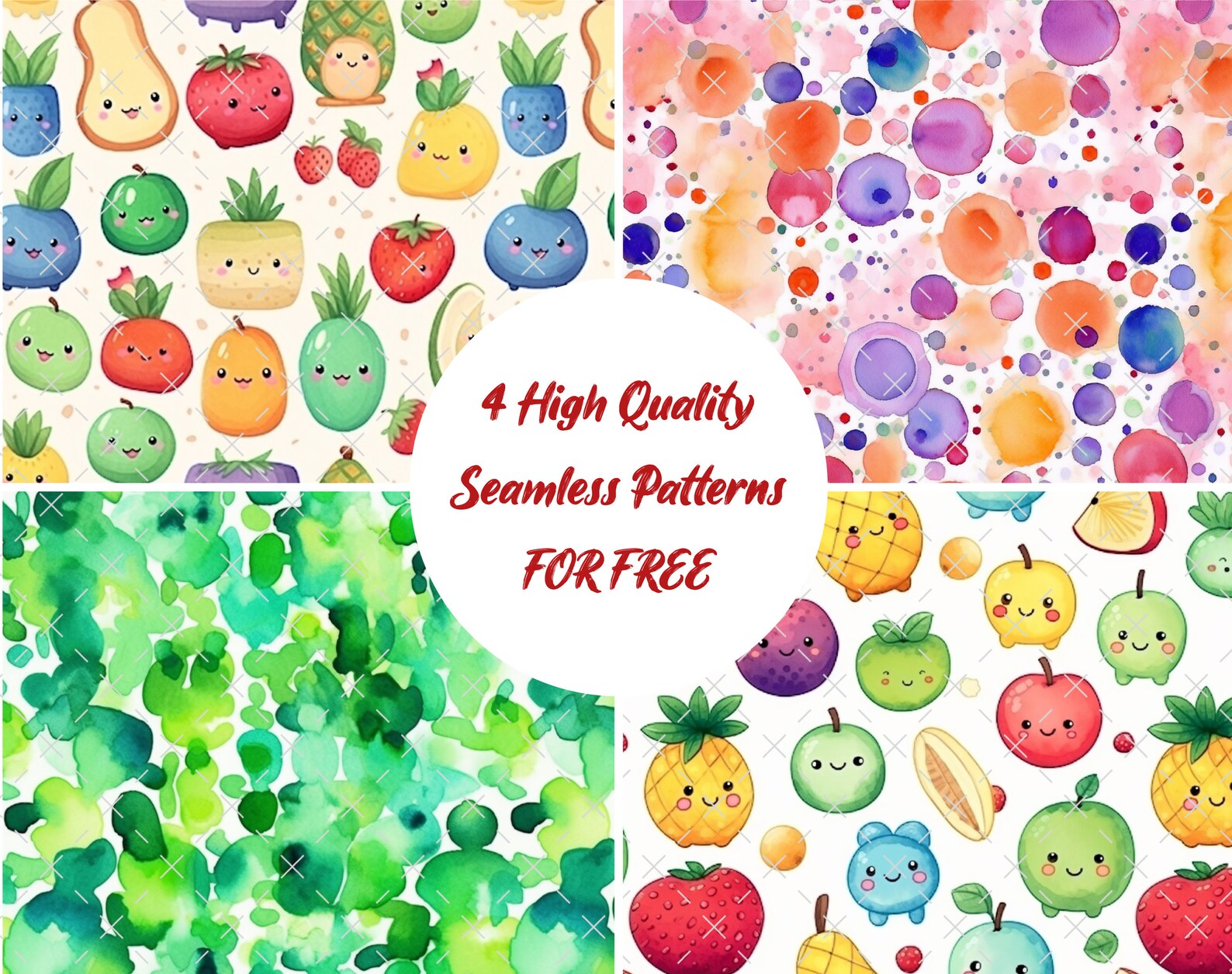 Watercolor Cute Fruits Kawaii Fruits Kawaii Clipart Watercolor Cute ...