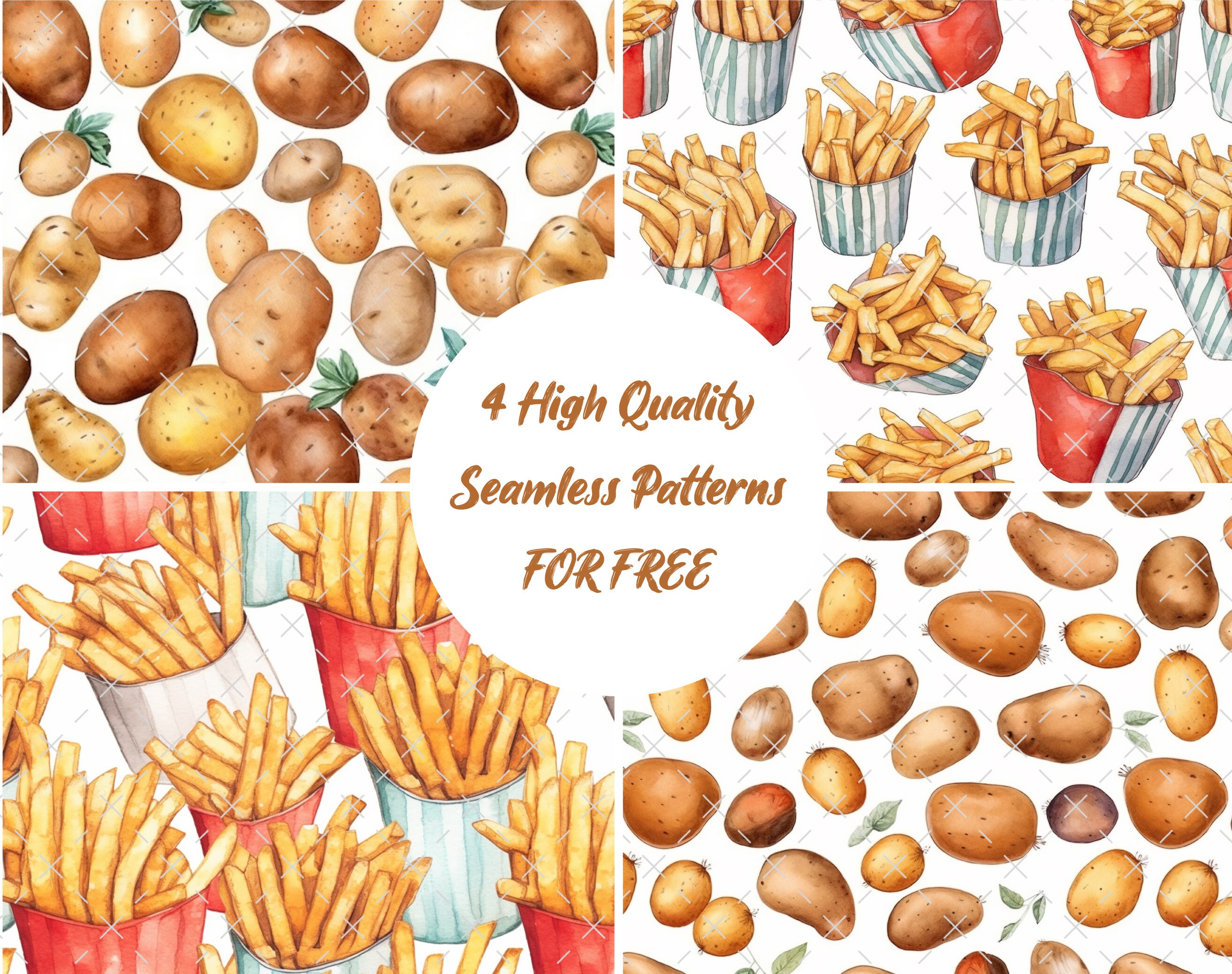 Watercolor Potatoes Clipart Food Clipart French Fries PNG - Etsy