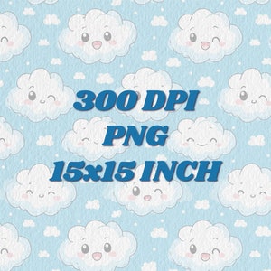 Cute Kawaii Clouds Clipart, Cute Clouds PNG Digital Download, Clouds ...
