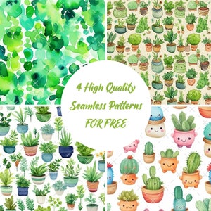 Watercolor Cute Plants Kawaii Plants Kawaii Clipart Watercolor Cute ...