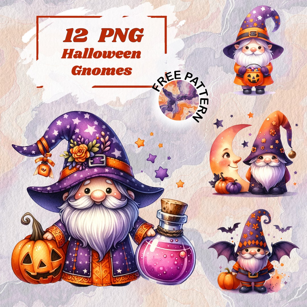Halloween Gnomes Clipart PNG, Transparent Background, Spooky Gnome ...
