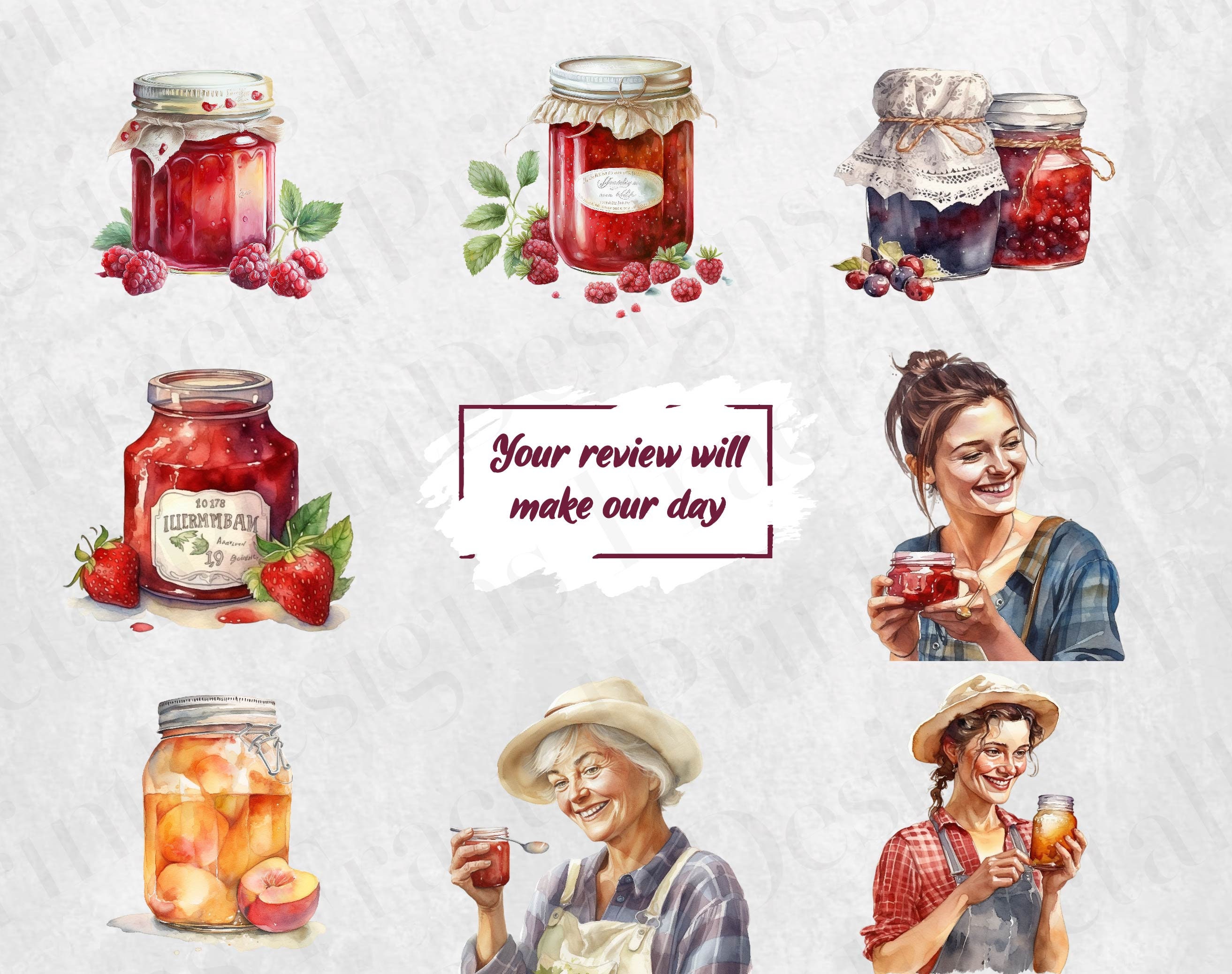 Watercolor Berry Jam Clipart Summer Jam Bundle Strawberry - Etsy