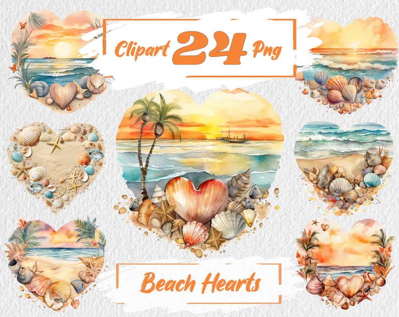 Watercolor Beach Clipart Summer PNG Bundle Beach Clip Art - Etsy