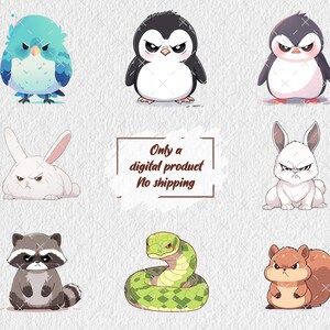 Grumpy Kawaii Animals Clipart PNG, Transparent Background, Cute Animal ...