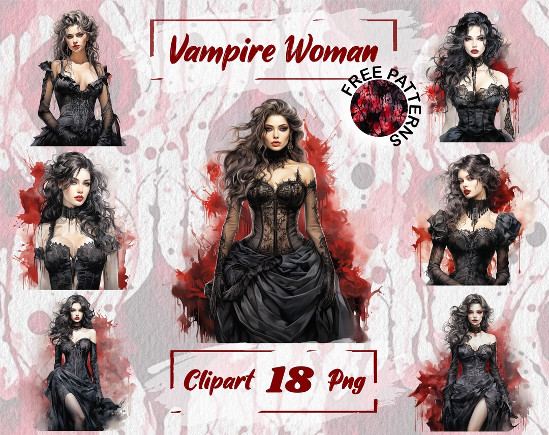 Watercolor Vampire Clipart Halloween PNG Clip Art Vampire Woman ...