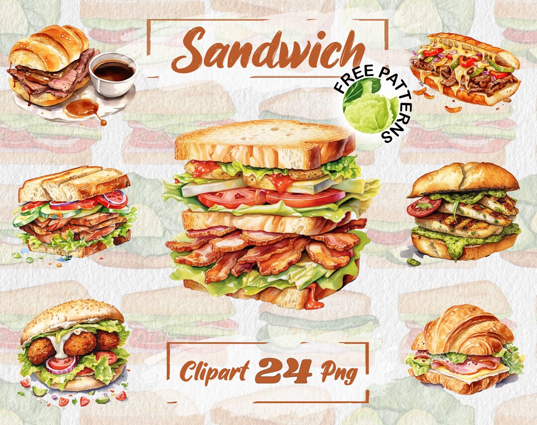Watercolor Sandwich Clipart Fast Food Clipart Grilled Cheese PNG ...