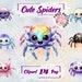 Watercolor Cute Spiders Clipart Halloween Spider Clipart Cute Halloween ...