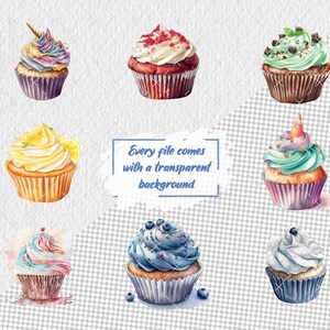 Cupcake Clipart Bundle Cupcakes PNG Birthday Clipart Watercolor ...