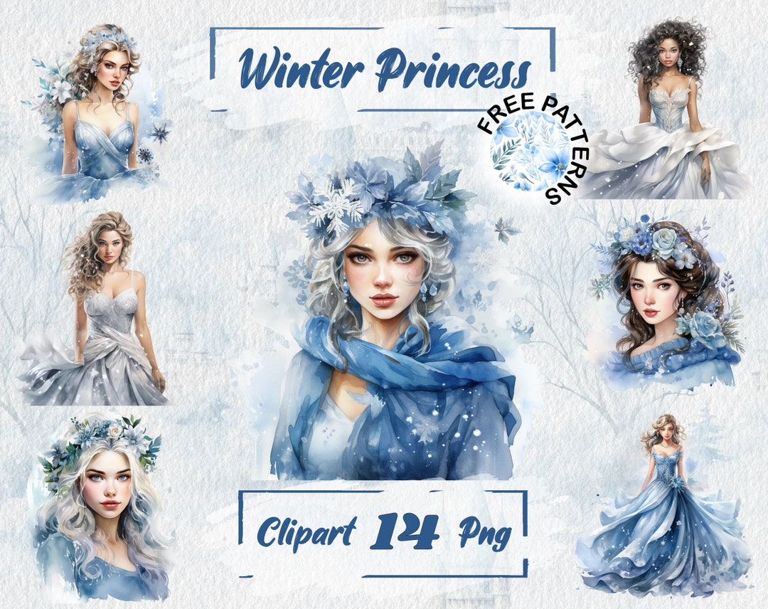 Winter Princess Clipart, Watercolor Princess PNG, Castle Clipart ...