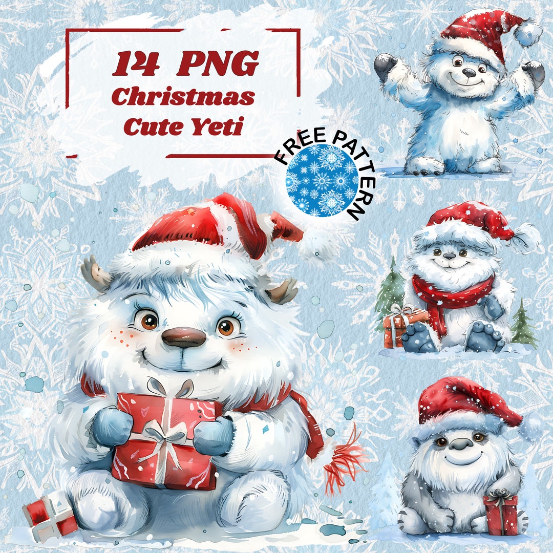 Christmas Cute Yeti Clipart PNG, Festive Yeti Graphic, Holiday Monster ...