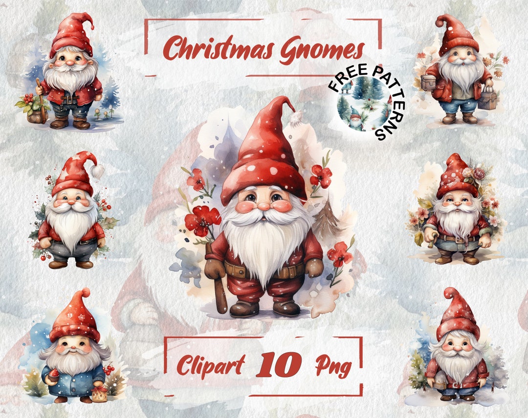 Christmas Gnome Clipart, Transparent Christmas Images, Watercolor ...