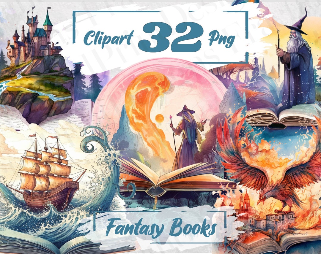 Watercolor Fantasy Books Bundle PNG Books PNG Fantasy Books Bundle Open ...