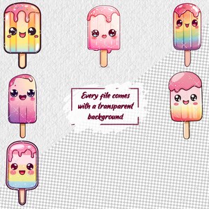 Cute Kawaii Popsicles Clipart, Cute Popsicles PNG Digital Download ...