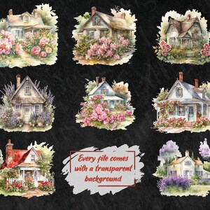Floral Cottage Watercolor Clipart Cottagecore Clipart Floral Bundle ...