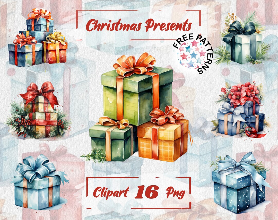 Christmas Presents Clipart, Watercolor Gifts PNG, Transparent PNG Merry ...