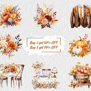 Watercolor Fall Wedding Clipart Wedding Clipart Autumn Leaves PNG Fall ...