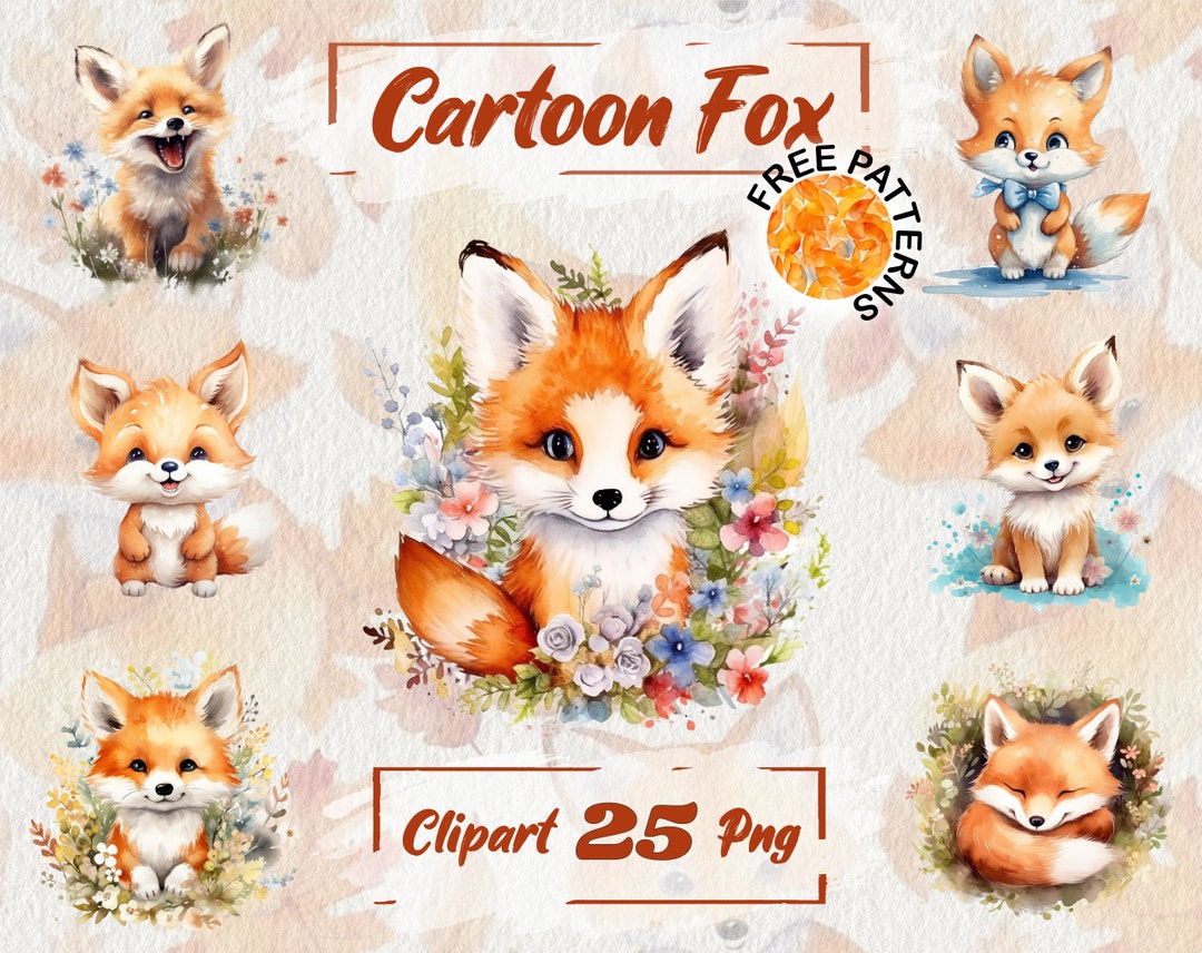Watercolor Cute Fox, Baby Fox Clipart, Baby Fox Png, Woodland Animals ...