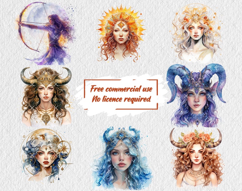 Zodiac Sign Clipart Bundle Zodiac PNG Images for Commercial Use ...