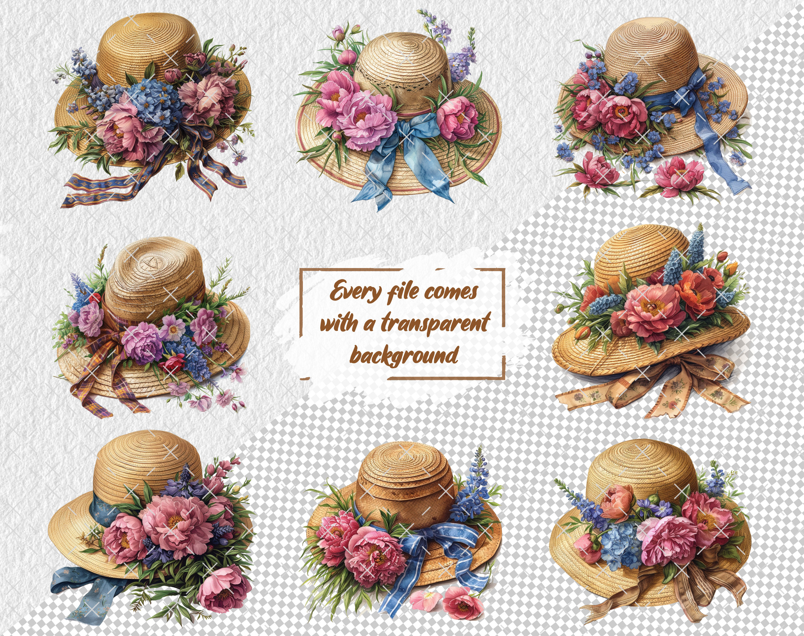 Hats Watercolor Clipart Bundle, PNG Hat Images, Fashionable Graphics ...
