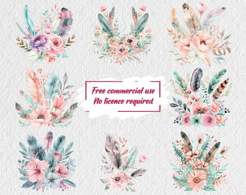 Pastel Boho Clipart - Soft Tone Bohemian Designs, Nursery and Home ...