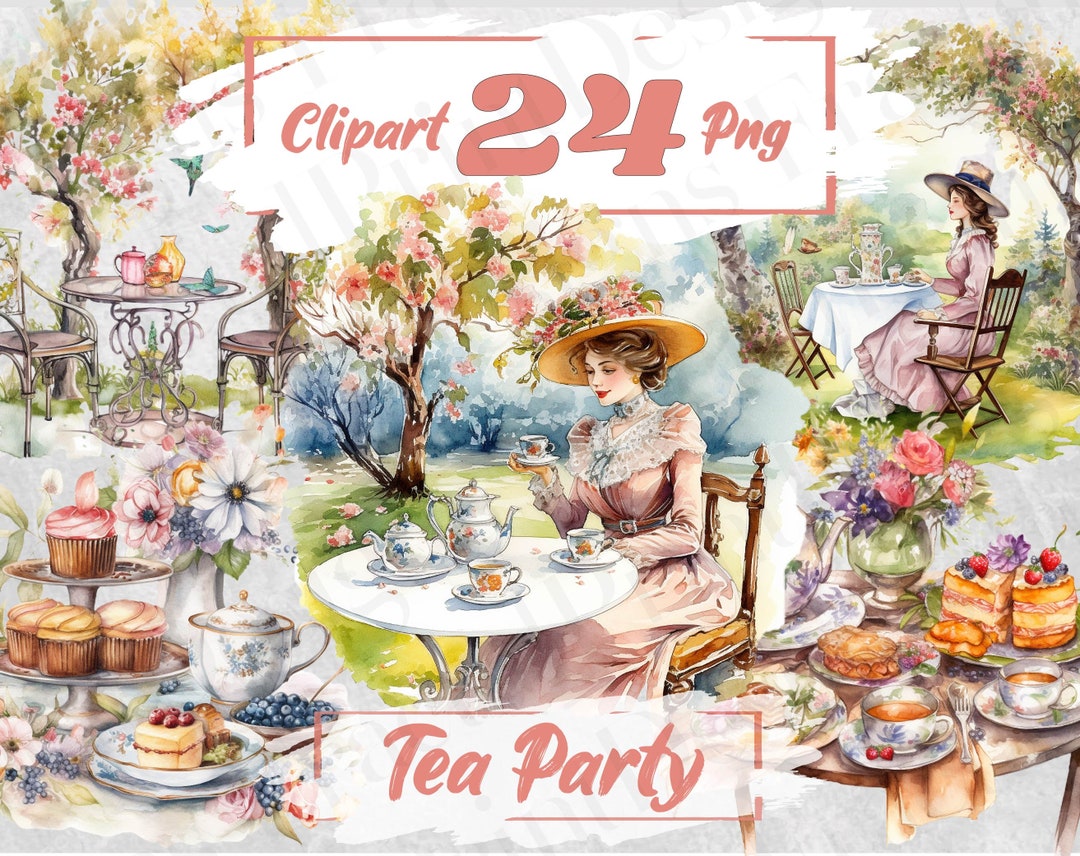 Spring Tea Party Bundle Garden Picnic Clipart Tea Time PNG Blooming ...