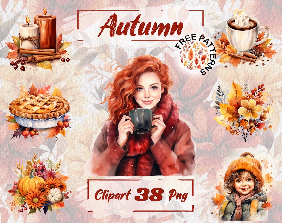 Watercolor Fall Clipart Autumn Clipart Autumn Leaves PNG Fall Flowers ...