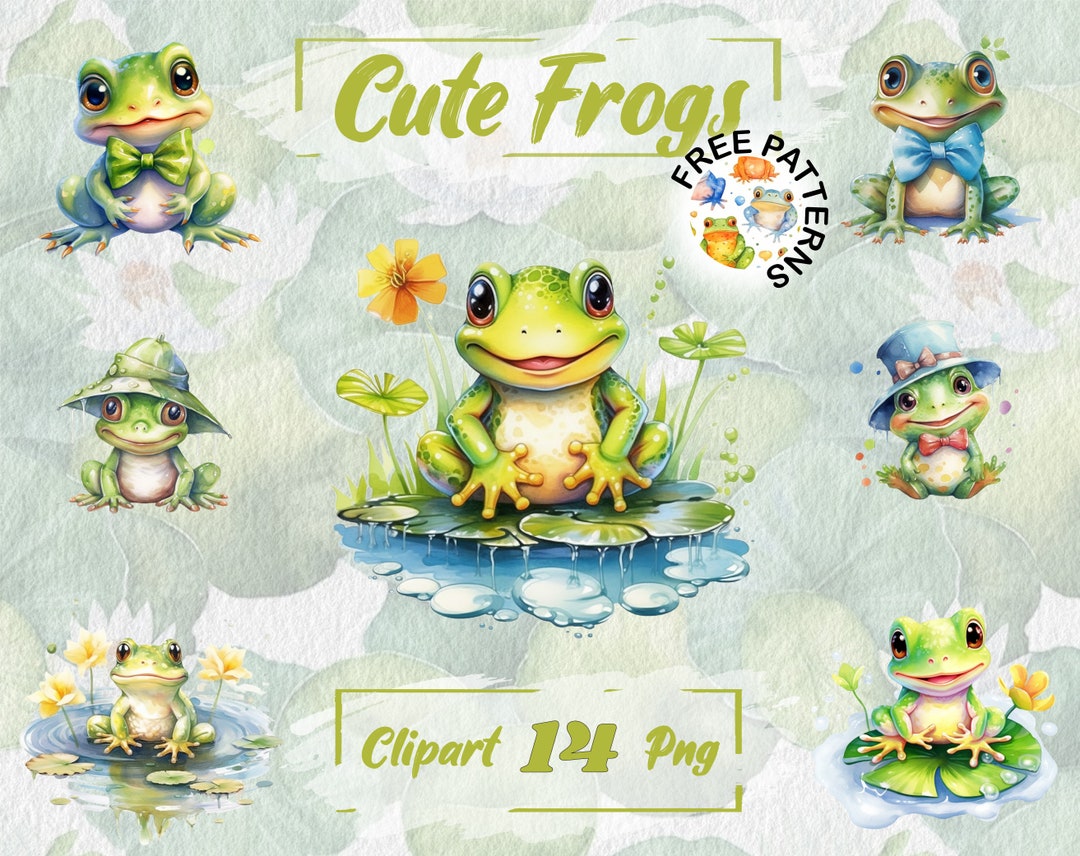 Watercolor Cute Frog Baby Frog Clipart, Baby Frog With a Tie Png ...