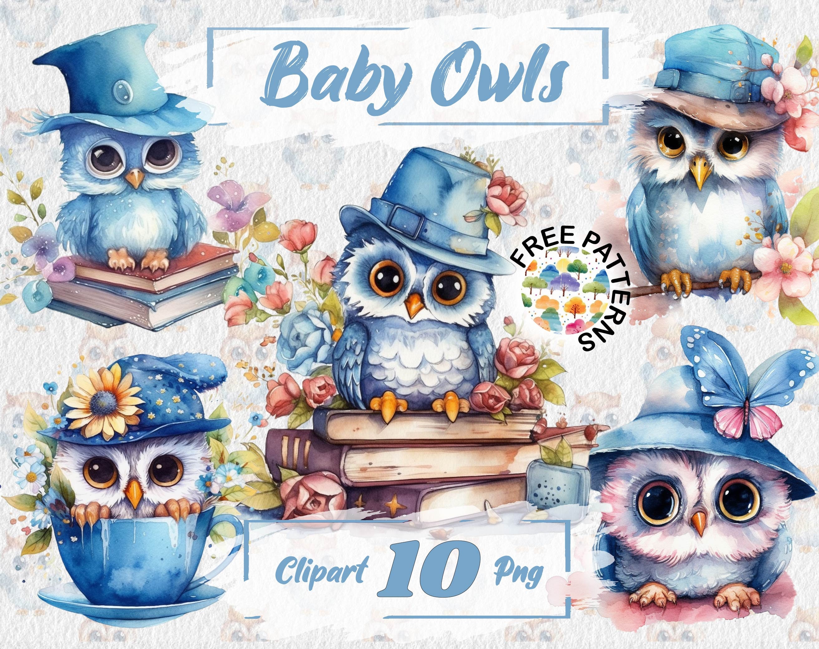 Sweet Baby Owls Bundle Cartoon Owl PNG Watercolor Owls - Etsy