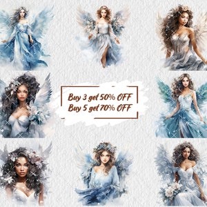 Winter Angel Clipart, Watercolor Angel Clipart, Winter Graphics, Angel ...