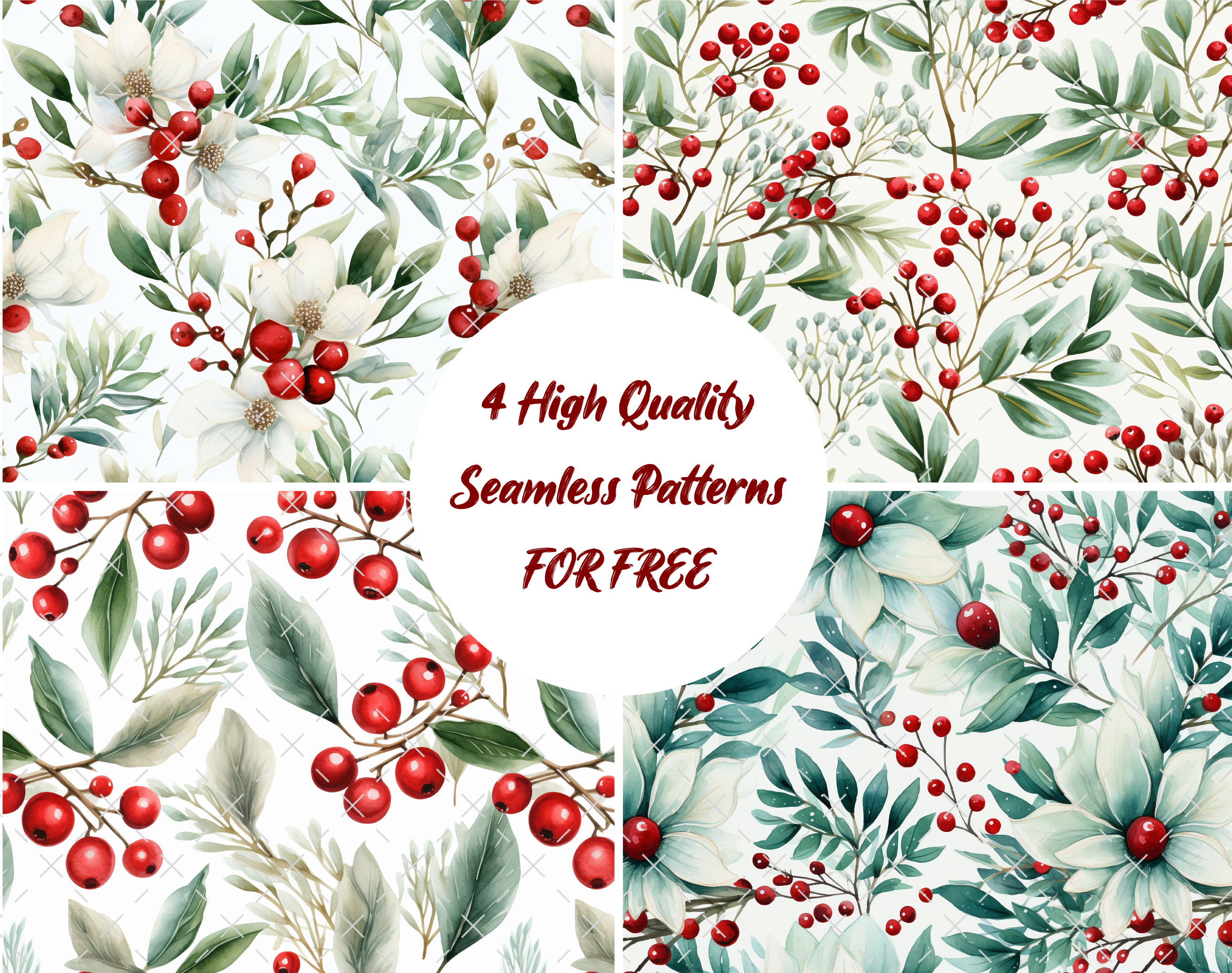 Holly and Berries Clipart Watercolor Christmas Graphics Xmas - Etsy