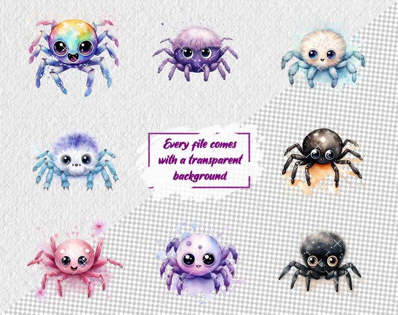 Watercolor Cute Spiders Clipart Halloween Spider Clipart Cute Halloween ...