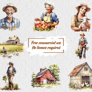 Farmers Clipart a Farm Clipart Watercolor Farm Animals PNG Clipart ...