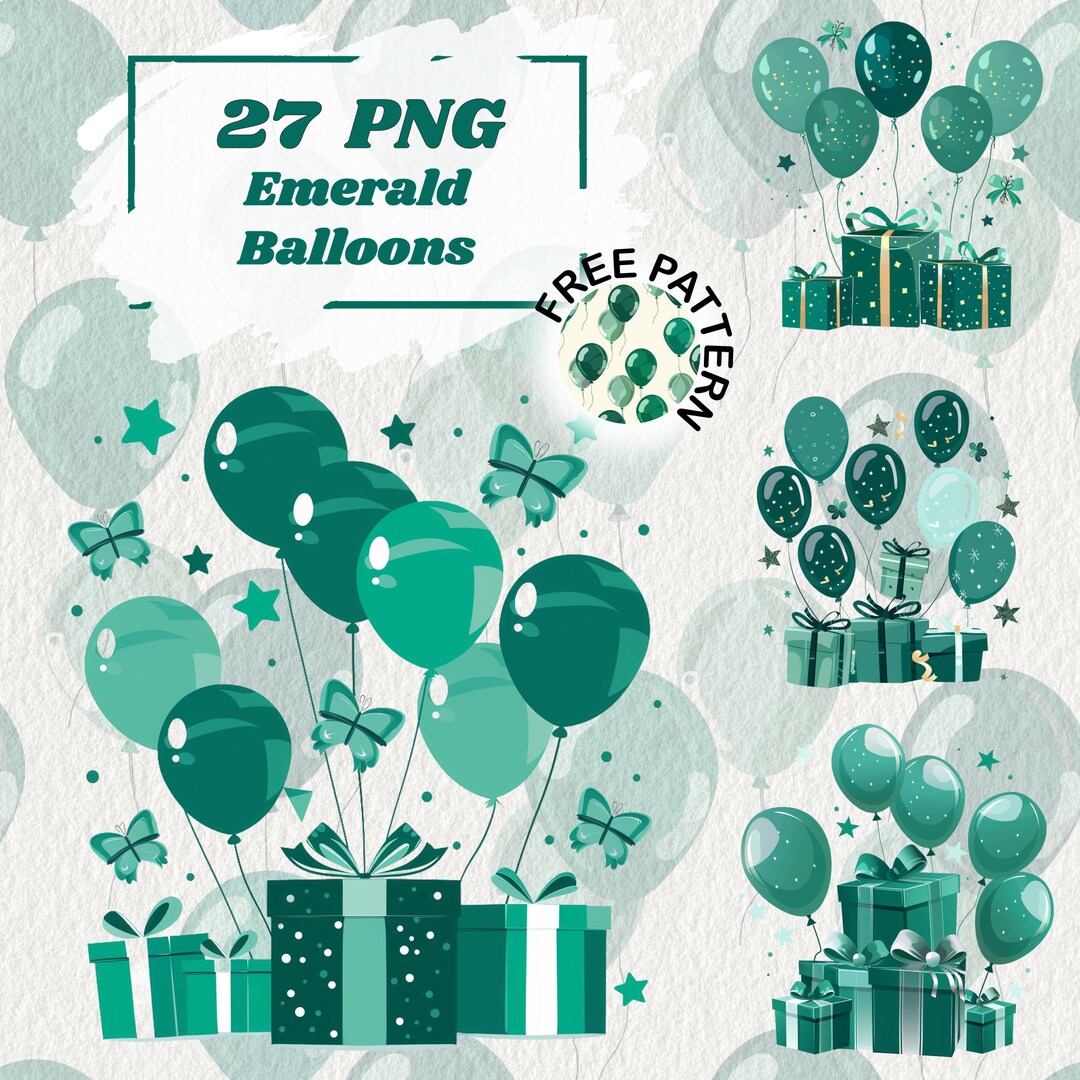 Emerald Balloons Clipart PNG, Transparent Background, Rich Balloon ...