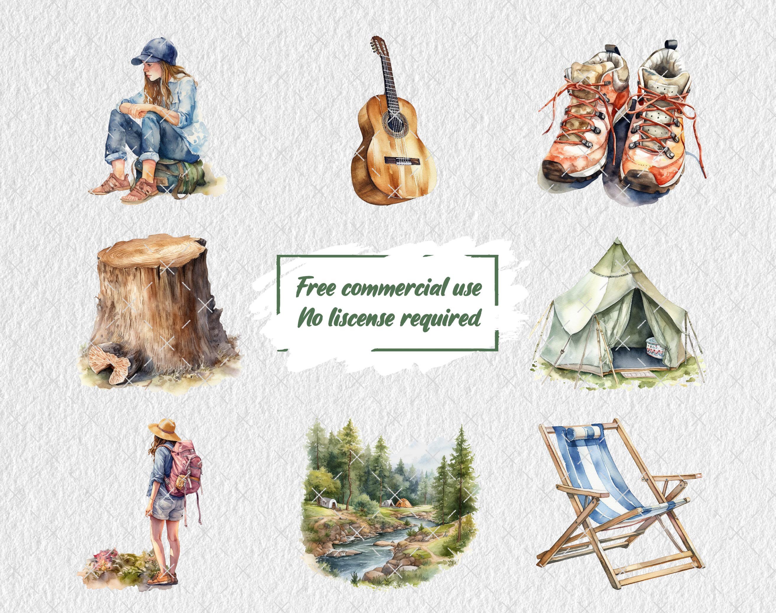 Watercolor Camping Clipart Camper Van PNG Clipart Camping Backpack ...