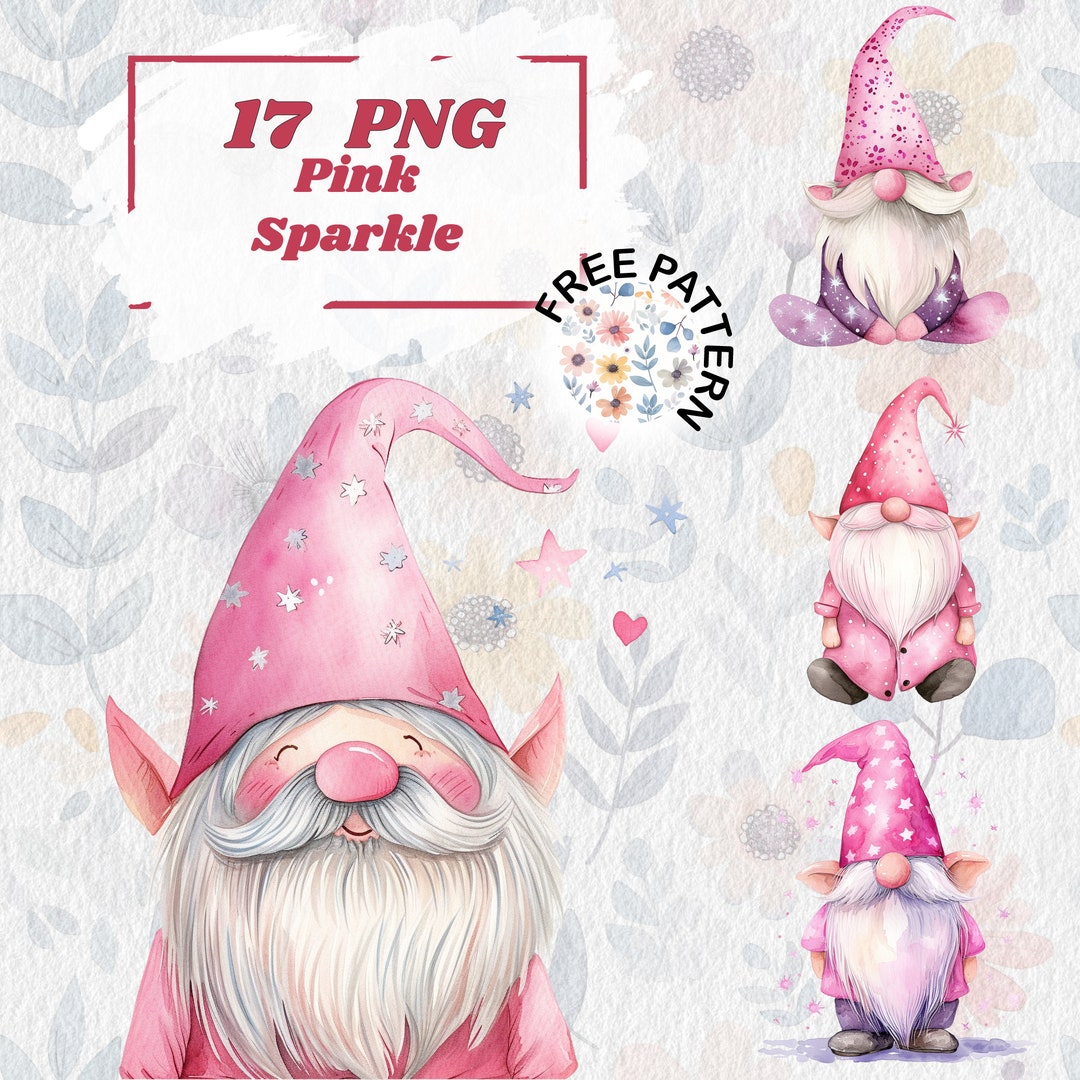 Pink Sparkle Gnome Clipart Images, Girly Clipart, Girl Gnome PNG ...
