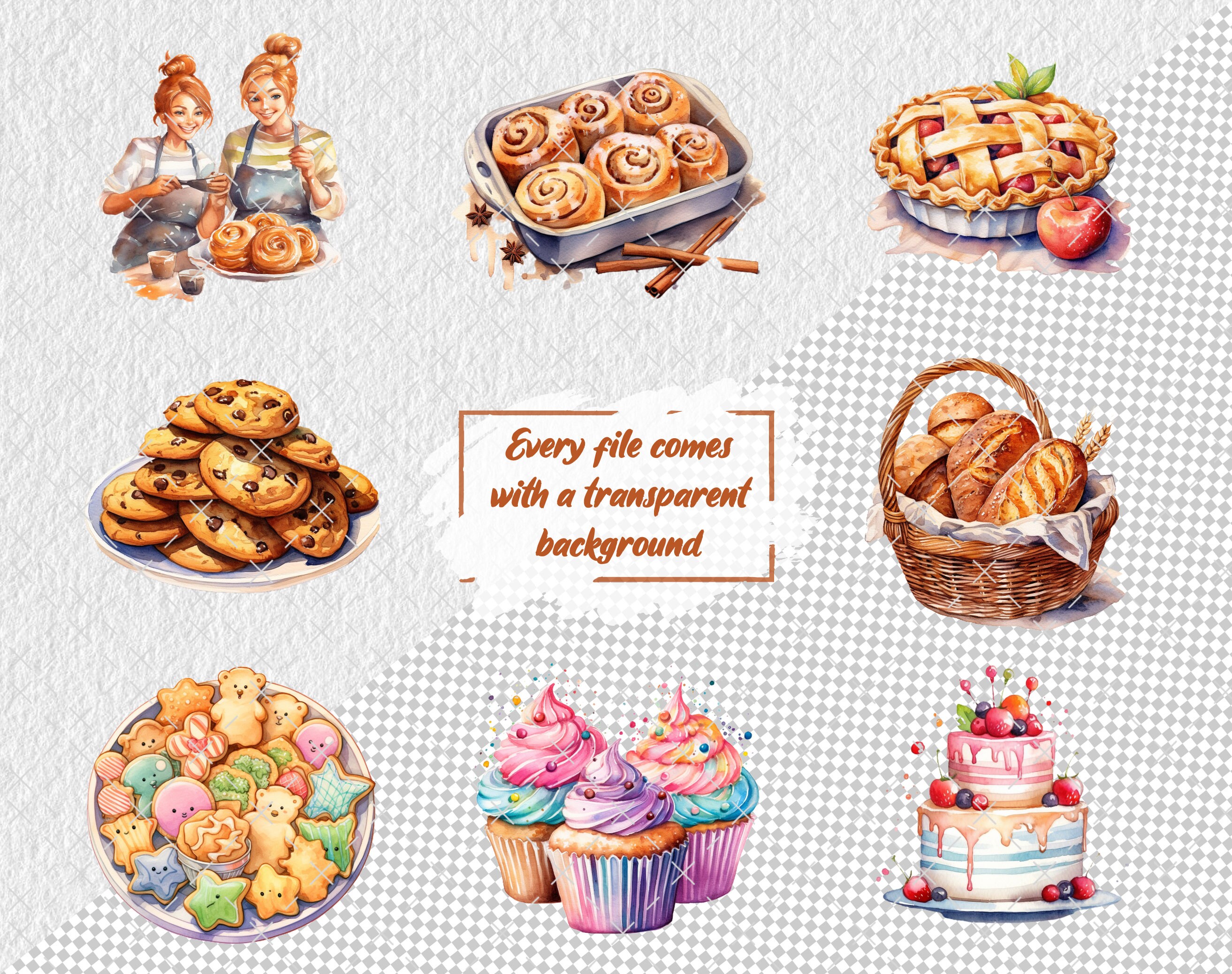 Baking Delights Clipart Watercolor Kitchen PNG Cooking Clipart ...