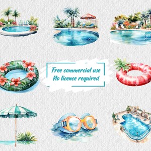 Watercolor Pool Clipart Pool Float Clipart Pool PNG Summer Clipart ...