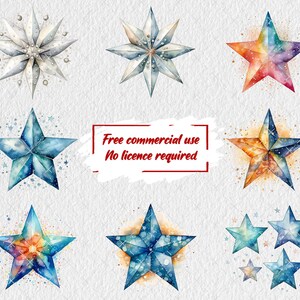 Christmas Sparkling Star, Watercolor Stars Clipart, Transparent Images ...