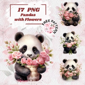 Cute Panda Clipart, Panda With Flowers, Panda PNG Spring Flowers ...