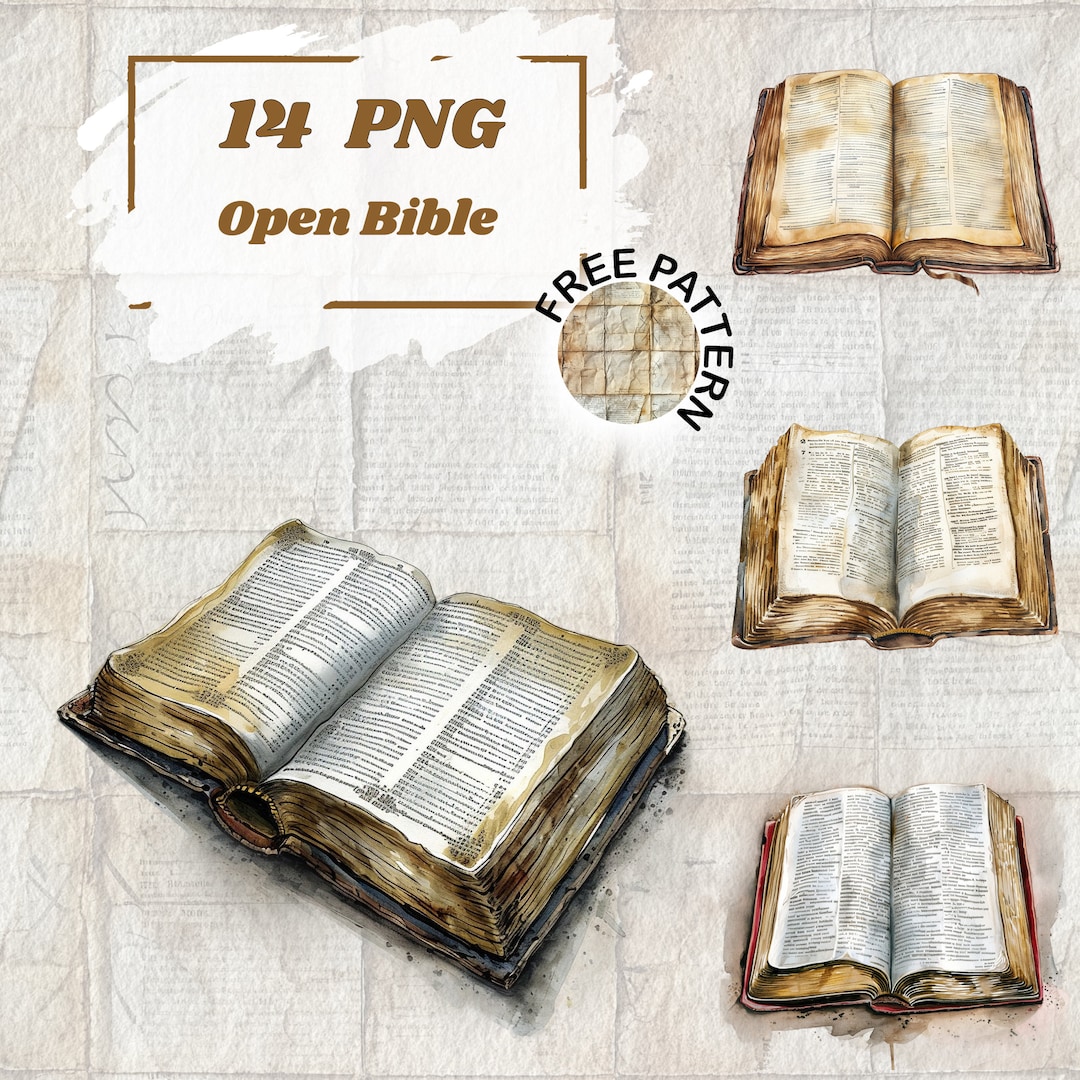 Open Bible Clipart, Watercolor Images | Religious Art | Bible ...