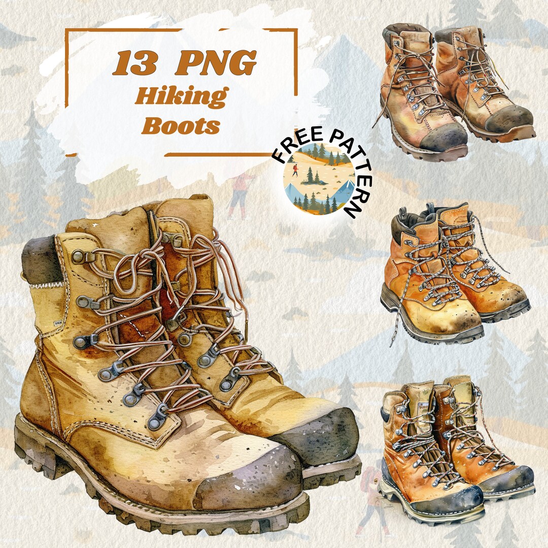 Hiking Boots Clipart PNG, Sublimation Design, Floral Hikers Boots ...