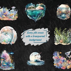 Watercolor Ocean Bundle Ocean Life Clipart Summer PNG Bundle - Etsy