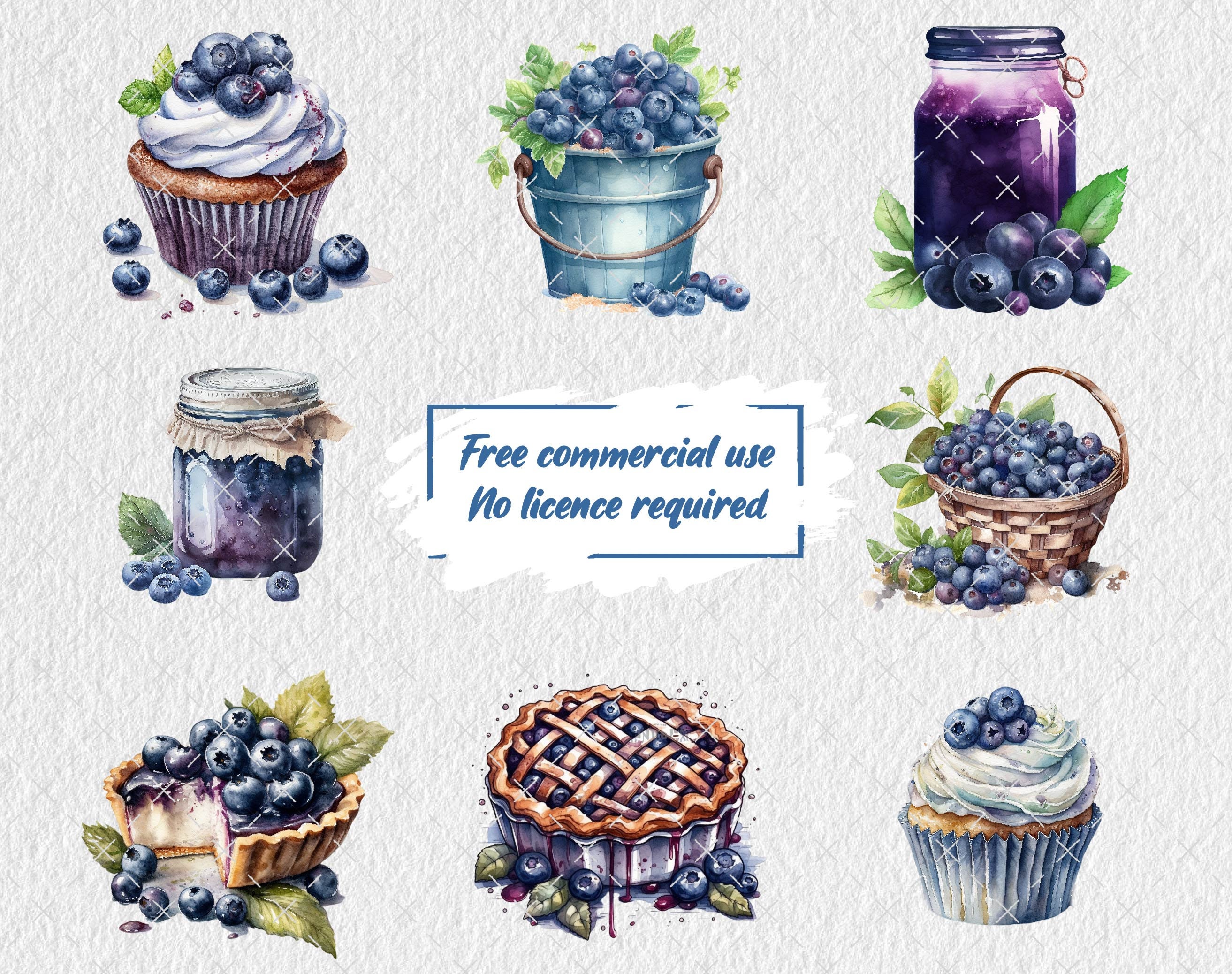 Watercolor Blueberries Clipart Summer PNG Bundle Berries - Etsy